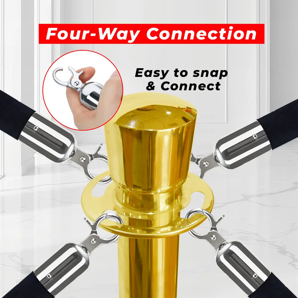 Gold Crowd Control Stanchions with Black Rope 1.5M | Berry – Biri Group AE