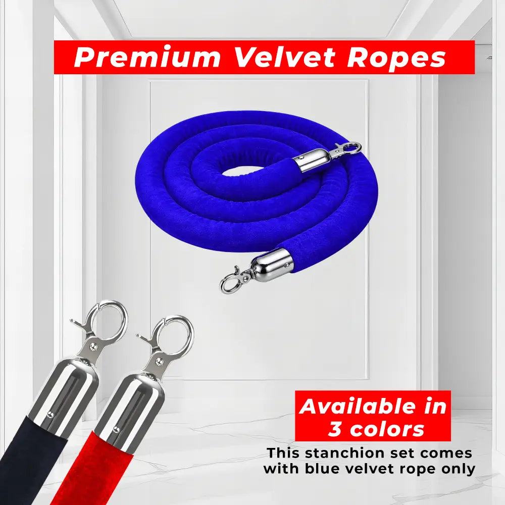 Gold Crowd Control Stanchions with Blue Belt 2M | Berry – Biri Group AE