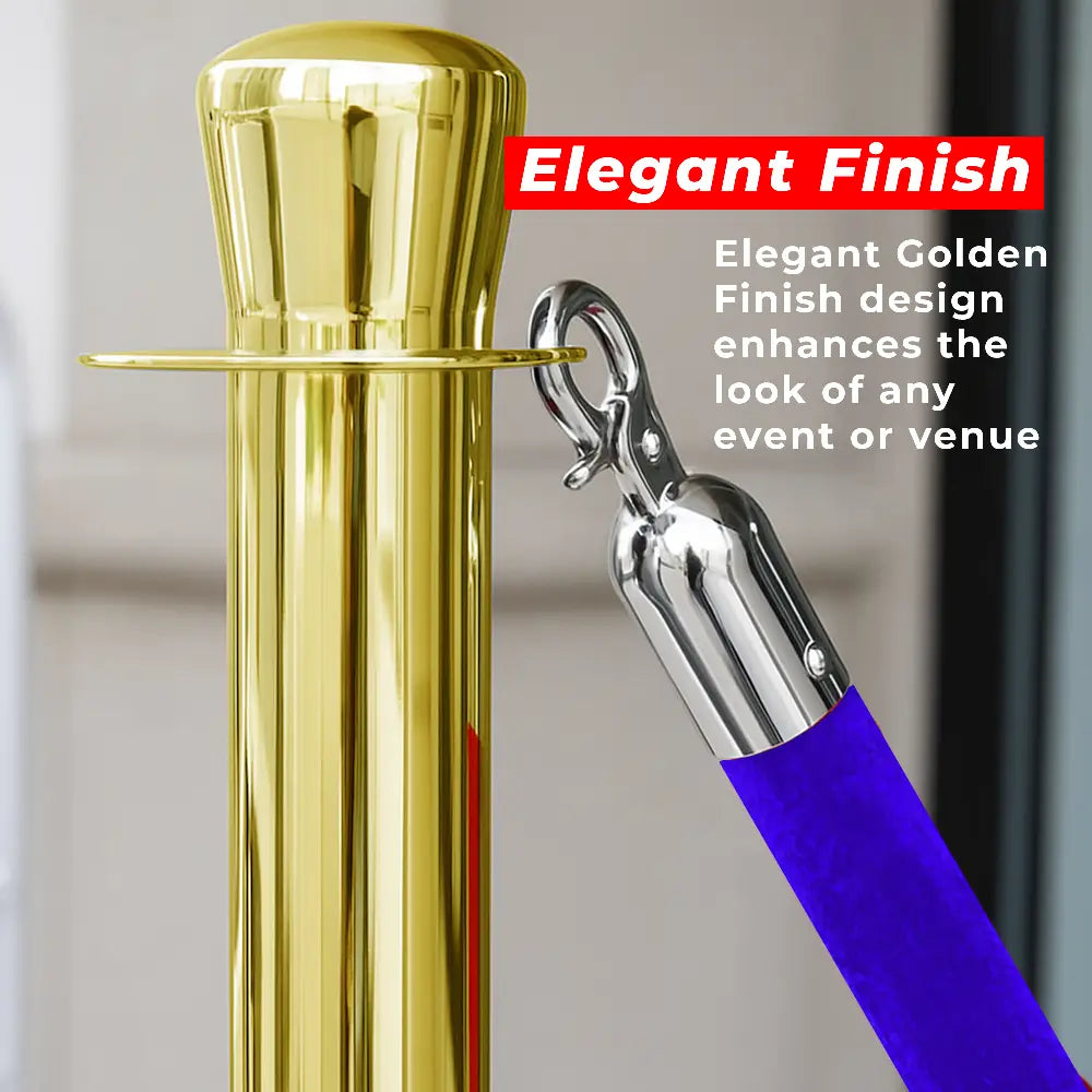 Gold Crowd Control Stanchions with Blue Belt 2M | Berry – Biri Group AE